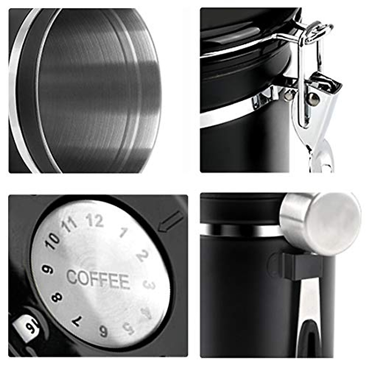 Coffee Container Airtight Coffee Canister, Coffee Stainless Steel Container for the Kitchen, Coffee Ground -One Way Co2 Valve Airtight Coffee Canister (Black,1.5L)…