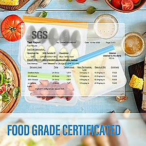 Reusable Food Storage Bags, 6 Pack BPA Free Reusable Freezer Bags Reusable Gallon Bags Sandwich Bags Snack Bags, Extra Thick Leakproof Silicone Lunch Food Bags for Meat Fruits and Vegetables