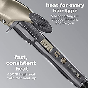 INFINITIPRO BY CONAIR Tourmaline 1 1/2-Inch Ceramic Curling Iron, 1 ½ inch barrel produces soft waves – for use on medium and long hair