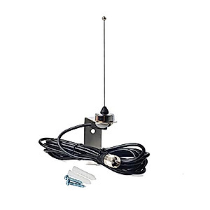 HYS 70cm Antenna UHF 1/4 Wave NMO 400-470Mhz Antenna with Stainless Steel L-Bracket Hole & 13'/About 4m RG-58 Coax Cable for Motorola Kenwood Icom Vertex UHF Mobile FM Transceiver