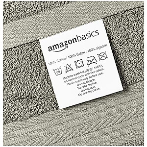 Amazon Basics Fade-Resistant Cotton Hand Towel - 6-Pack, Gray