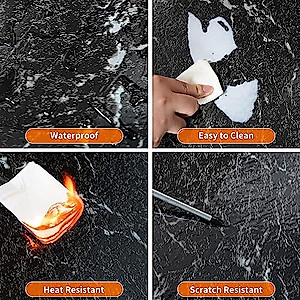 Mysflosy Peel and Stick Floor Tiles, Self Adhesive Waterproof Vinyl Flooring, 12''x12'' Dark Jade Black DIY Floor Sticker for Kitchen, Bathrooms & Bedroom, 1.5mm Thickness, 10 Tiles