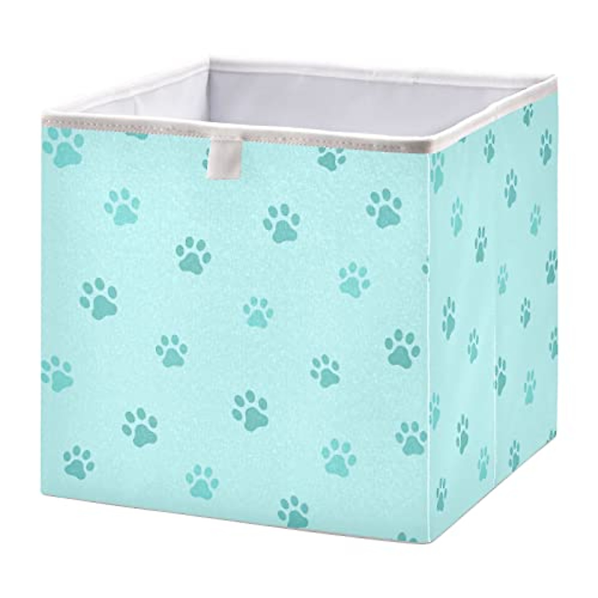 Kigai Paw Print Cube Storage Bins - 11x11x11 In Large Foldable Storage Basket Fabric Storage Baskes Organizer for Toys, Books, Shelves, Closet, Home Decor