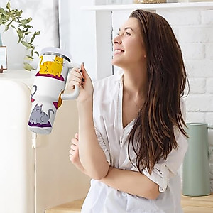 Nexawaveo Cats Do Different Yoga Poses Tumbler with Handle and Straw 30-40 oz Lid Cup Holder Compatible for Travel Insulated Stainless Steel Cup Food Grade PP Gifts for Him Her BPA-free