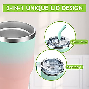 Zenbo 30 oz Tumbler with handle Keeps Drinks Cold up to 24 hours,Insulated Tumbler with Lid and Straw,Vacuum Thermal Cup with Handle,Leak Proof,Dishwasher safe