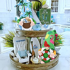 Upltowtme Beach Summer Gnomes Plush Seaside Gnome Decoration Handmade Beach Couple Decor for Farmhouse Tiered Tray Decor Shelf Sitters Tomte Swedish Nisse Scandinavian Elf Dwarf Home Kitchen Ornaments