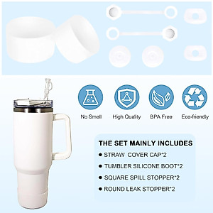 Stanley Cup Accessories - Set of 8 Stanley Spill leak Stopper and Stanley Cup Boots Stanley Straw Cover For Stanley Cup Models 1.0 and 2.0， Stanley Accessories 40 oz Stanley Cup