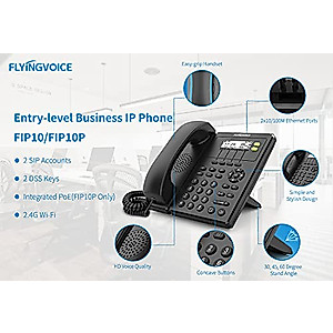 FLYINGVOICE FIP10P VoIP Phone POE SIP Phone 2 sip Lines Bussiness IP Phone Power Adapter Included Support WiFi