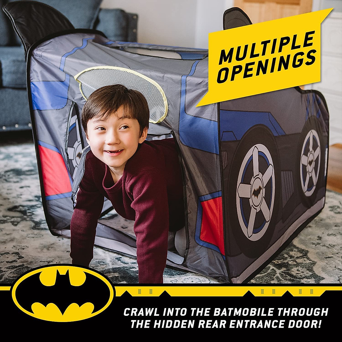 Batman Batmobile Pop Up Tent – Large Indoor Playhouse for Kids | Folds for Easy Storage with Carrying Bag Included | Amazon Exclusive – Sunny Days Entertainment