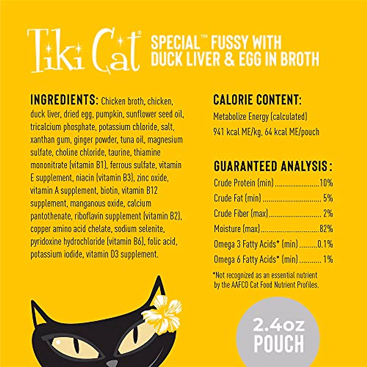 Tiki Cat Special Fussy Mousse, Duck Liver & Egg, Specially Formulated to Support Healthy Digestion, Function Wet Cat for Adult Cats, 2.4 oz. Pouch (Pack of 12)