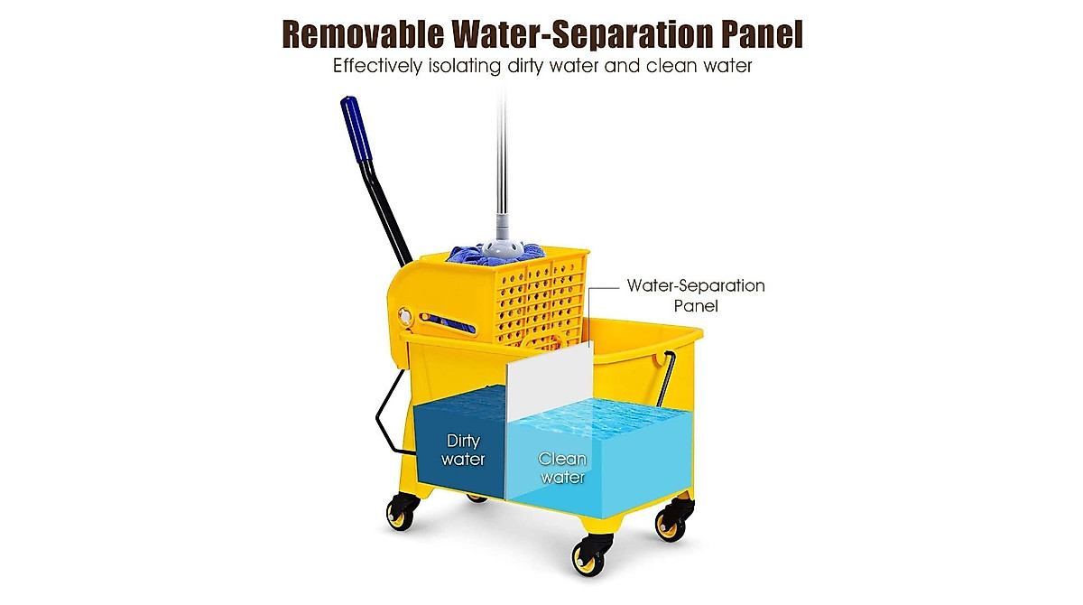 Commercial Mop Bucket on Wheels - Easy-Courier 21 Quart Capacity