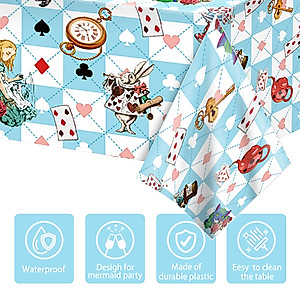 Adirasenotek 3Pcs Wonderland Party Tablecloths,Tea Praty 87" Lx51 W Rectangular Plastic Table Covers,Kids' Party Disposable Tablecloths for Decoration,Birthday Party,Baby Showers