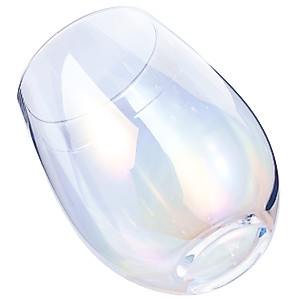 MyGift 18 oz Modern Iridescent Transparent Stemless Wine Glasses, Rainbow Colored Luster Clear Cocktail Beverage Drinking Glass Cups, Set of 4