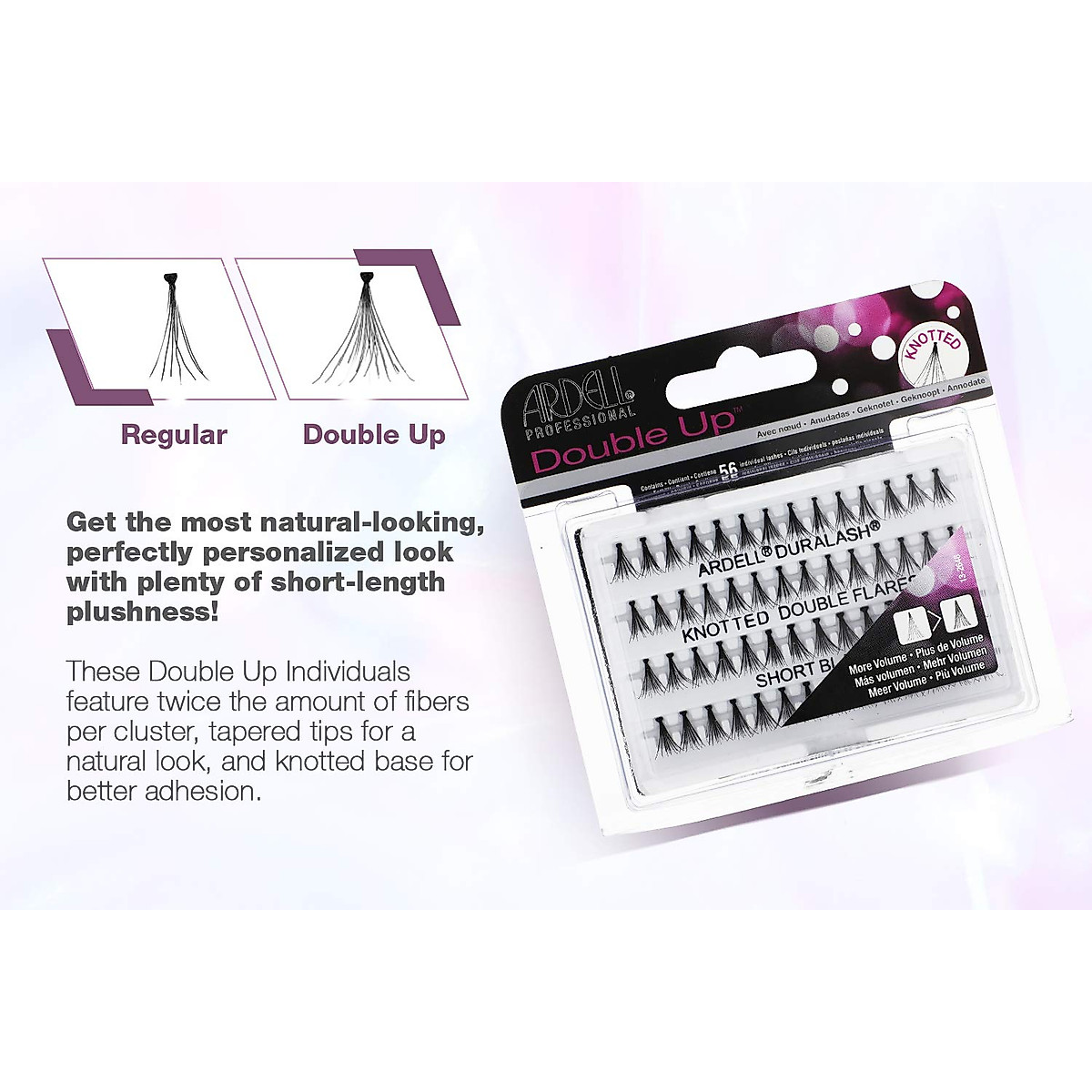 Ardell False Eyelashes Double Up Individuals Knotted Short Black 4 Pack