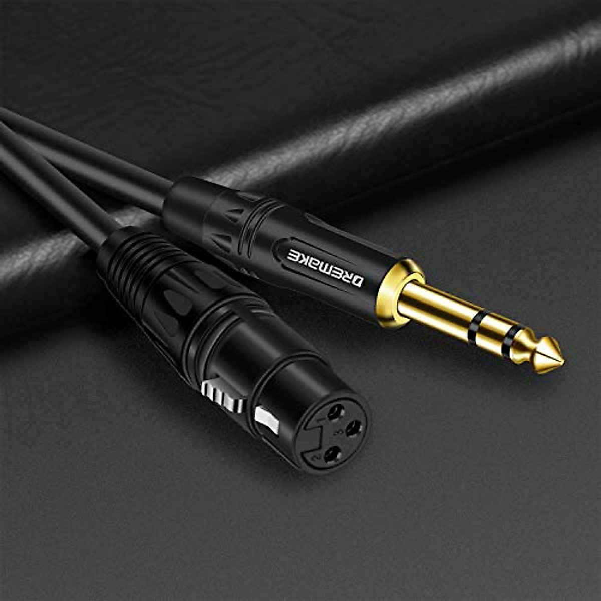 DREMAKE Balanced Cable 20 Foot TRS 6.35mm (1/4 Inch) Male to XLR Female Mic Cable for Amplifier, Speakers - Black