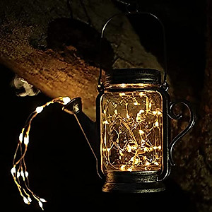 2 Pack Small Outdoor Solar Hanging Lanterns Led Solar Lantern Waterproof for Balcony Garden Courtyard Walkway Patio Decoration (Warm White)