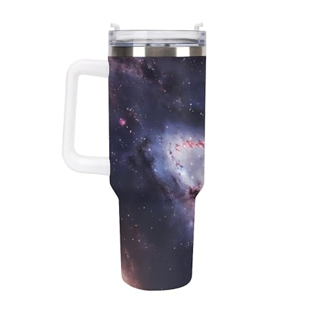 Night Galaxy Outer-Space Tumbler with Handle Travel Mug Water Bottle Tea Coffee Cup White-style