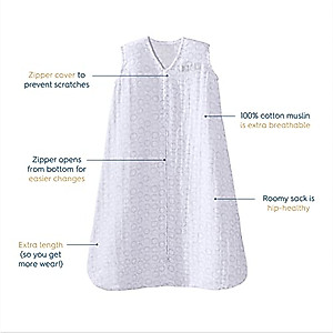 HALO 100% Cotton Sleepsack Wearable Blanket, Circles Grey, X- Large