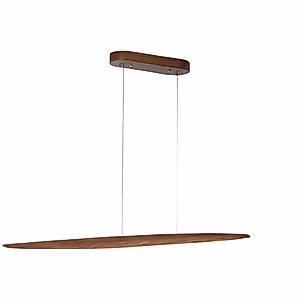 YISDESIGN Wood Linear Pendant Hanging Light Fixture Minimalist Light Linear Chandelier Wood Kitchen Island Lighting 40w Dimmable for Dining Room Dining Table Living Room Pool Table Walnut Color
