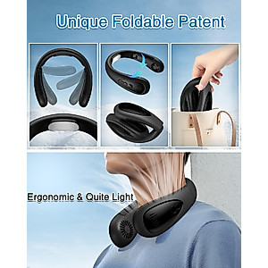 Neck Air Conditioner, 5000mAh Portable Neck Fan with Semiconductor Cooling Airflow Bladeless USB Neck Fans Portable Rechargeable with 3 Speeds, LED Display, Personal Fan for Outdoor Travel Indoor