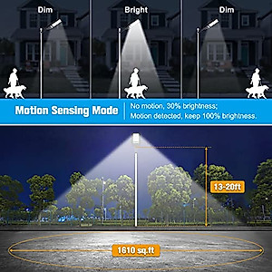 300W Solar Street Light, 2 Light Set Motion Sensor Dusk to Dawn 15000LM Solar Lights Outdoor with Remote Control, IP65 Waterproof Flood Security Light for Yard, Driveway, Garden, Parking Lot, Garage