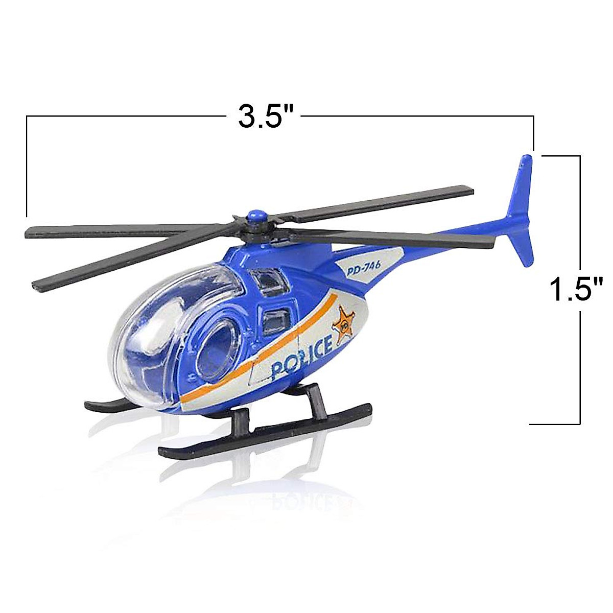 ArtCreativity Diecast Helicopters - Pack of 4 - Police, Fire Engine, EMS, and Military Diecast Toy Choppers with Spinning Propellers, Birthday Party Favors for Boys and Girls
