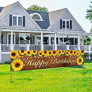 Sunflower Birthday Banner Party Decorations for Women Girls, Sunflower Theme Happy Birthday Sign Party Supplies, Sunshine Sunflower Bday Photo Background Decor for Indoor Outdoor