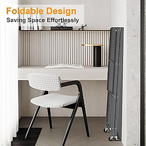 KAERMO 5-Tier Foldable Storage Shelves with Wheels -No Assembly Metal Folding Shelves, Collapsible Shelving Storage Unit Rolling Shelf for Home Garage Kitchen Office (Dark Grey)