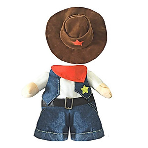 NACOCO Cowboy Dog Costume with Hat Dog Clothes Halloween Costumes for Cat and Small Dog (Small)