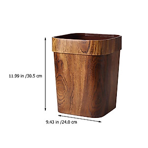 SEWACC Garbage Cans Wood Trash Can Wastebasket Small Rustic Rectangular Garbage Container Bin for Bathroom Bedroom Kitchen Home Office Garbage Containers Plastic Bins