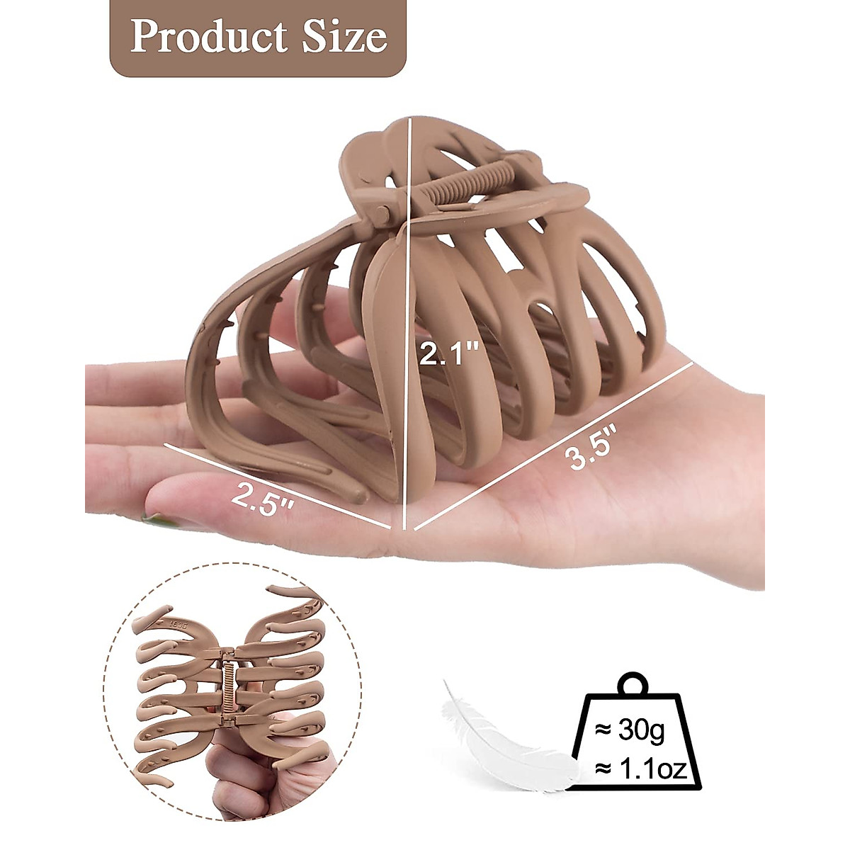 4 Pieces 3.5'' Large Octopus Claw Clips for Thick Long Hair, Big Hair Clips for Women, Strong Hold Hair Claw Clips, Matte Non-slip Jaw Hair Clips (Neutral Color)