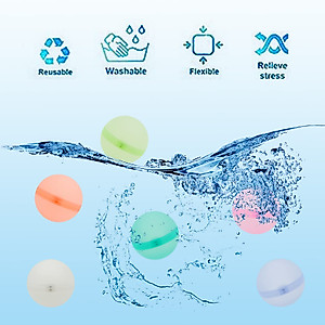18 PCS Reusable Water Balloons Balls, Soft Silicone Quick Fill Balloons Splash Fun,Outdoor Backyard Summer Party Easy Quick Fun Water Fight Game for Swimming Pool, Summer Party Gift Pool