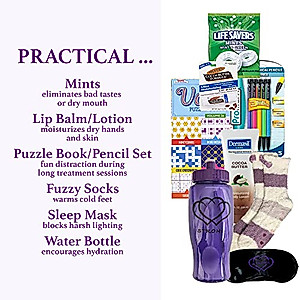 Get Well Soon Cancer Care Package for Women Comfort Gift for Chemo Patient or Any Woman in The Hospital or Ill - Encouragement to Be Strong (Purple Represents All Cancers)