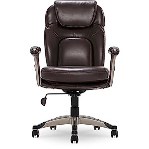 Serta Ergonomic Executive Office Chair Motion Technology Adjustable Mid Back Design with Lumbar Support, Brown Bonded Leather