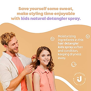 JoySpring Detangle Spray for Kids - Natural Conditioner & Detangler Spray with Argan Oil & Apricot - Curly Hair Detangling Spray (8 oz)