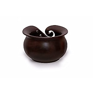 mindfulknits Premium Mango Wood Yarn Bowl with Holes - Knitting and Crochet Supplies for Relaxation & Stress Relief