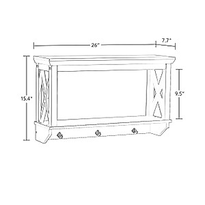 RiverRidge X-Frame Bath Collection Hooks Wall Shelf, Espresso