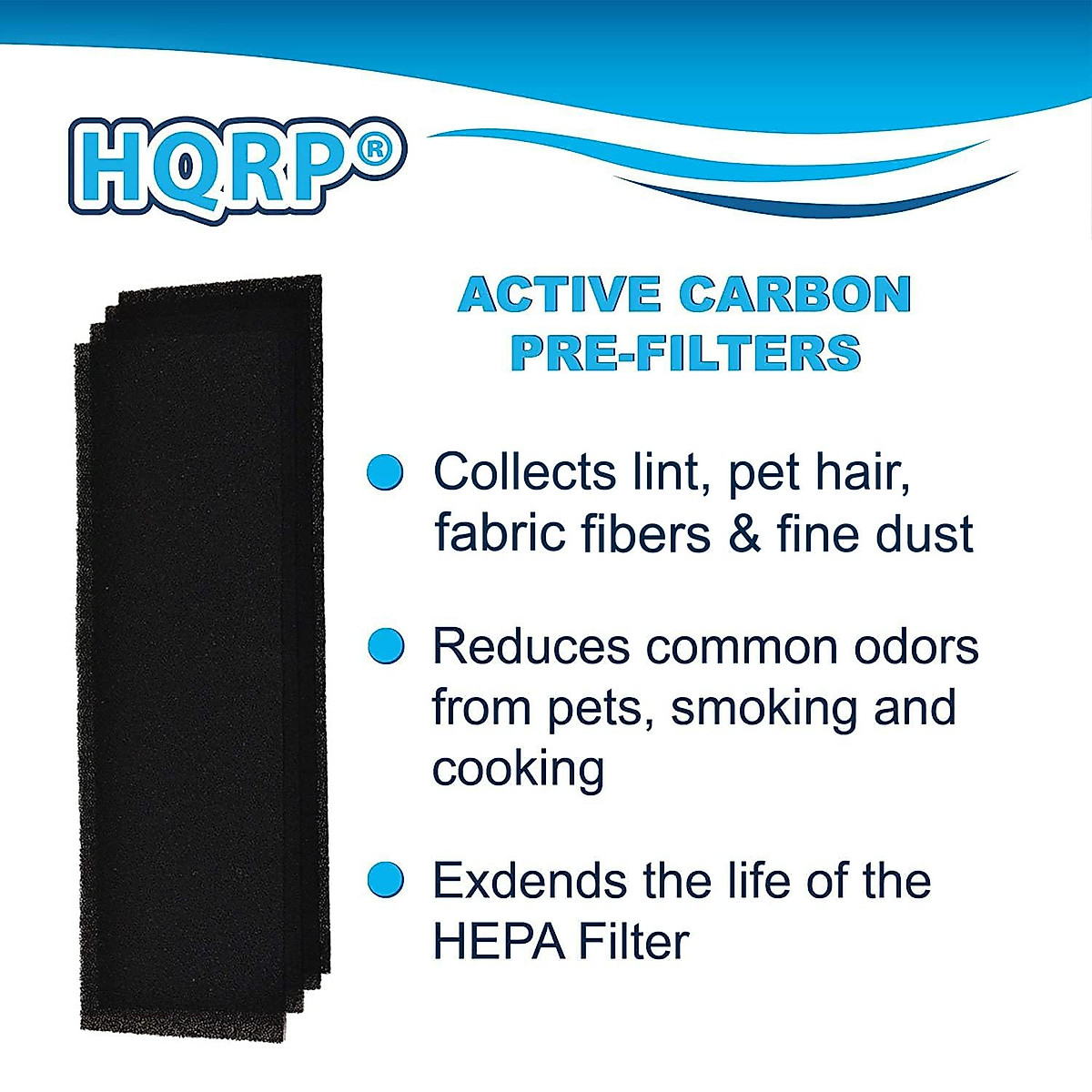 HQRP 4-Pack Carbon Filter compatible with GermGuardian FLT22CB4 Replacement for FLT4825, FLT4850PT True Hepa Filter B fits AC4000 Series