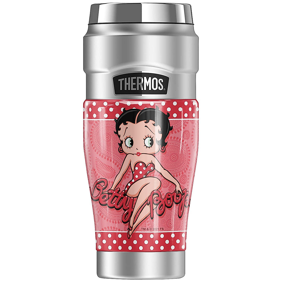 THERMOS Betty Boop Paisley Dots STAINLESS KING Stainless Steel Travel Tumbler, Vacuum insulated & Double Wall, 16oz