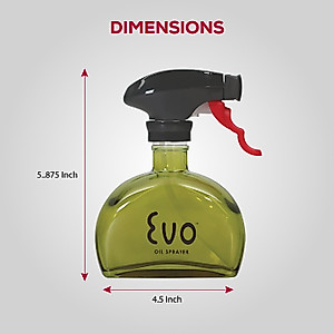 Evo Oil Sprayer Glass, Non-Aerosol for Olive, Cooking Oils, and Vinegars, Green, 6-Ounce Capacity