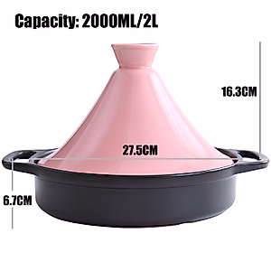 Xgxoz Enameled Cooking Pot Tajine, Premium Cooking Pot Cookware with Ceramic Lid, Enameled Tagine Pot for Home Kitchen