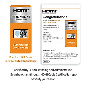 Zeskit Premium HDMI Certified 4K (29ft/ 9m) CL3 in Wall High Speed with Ethernet HDMI 2.0b Cable, Compatible with Dolby Vision 4K 60Hz ARC HDR 18Gbps HDCP 2.2