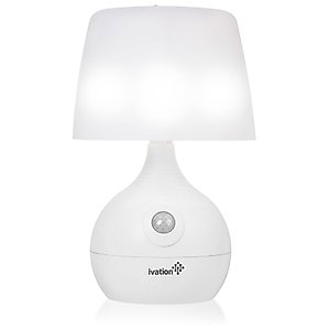 Ivation 12-LED Battery Operated Motion Sensing Table Lamp - Dual Color Range - Available Settings Include Manual & Automatic Motion & Light Sensing, White