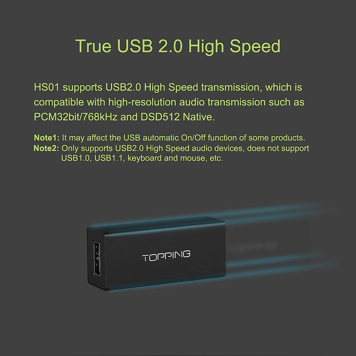 KGUSS Topping HS01 USB 2.0 High Speed Audio Isolator Compatible with PCM32bit 768kHz DSD512 withstands up to 1kVRMS