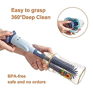 CHEMIMOSO Multifunctional Cleaning Brush, Baby Bottle Brush, Bottle Brush Cleaner Set, Dark Blue, Silicone and Nylon Brush