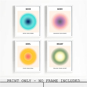 Double Devil's Inspirational Wall Art Positive Affirmations Wall Decor Aura Poster Y2K Room Decor Aesthetic Preppy Pictures | Mind Body Soul Heart | Pack of 4, Unframed 8x10