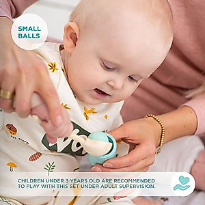 Ulanik Rainbow Balls in Cups Toddler Montessori Toys for 1+ Year Old Kids Wooden Matching Game for Learning Color Sorting and Counting — 7 Balls, 1.18 in