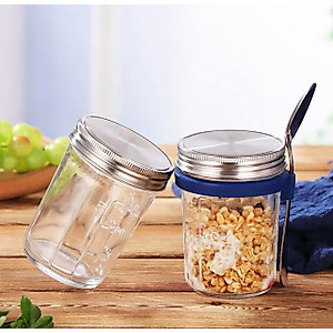 Overnight oatmeal jars - Overnight Oats Containers with Lids - Glass Jars for Overnight Oats - Set Of 2 - Jars with Lids - Mason Jars For Overnight Oats - Glass Jar With Lid And Spoon - Jars To Go