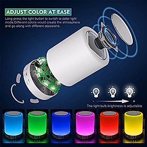 Elecstars Touch Bedside Lamp - with Bluetooth Speaker, Dimmable Color Night Light, Outdoor Table Lamp with Smart Touch Control, Best Gift for Men Women Teens Kids Children Sleeping Aid