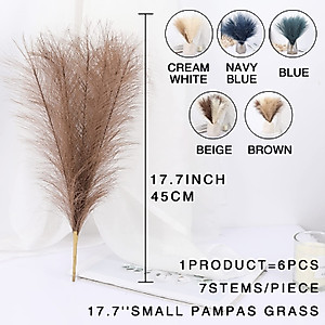lulute 6 Stems Faux Pampas Grass,17 inch/45cm Artificial Pampas Grass,Fake Dried Pompous Grass Branches Decor for Home Kitchen Garden Party Photographing,Flower Arrangement Vase(Beige Taupe)